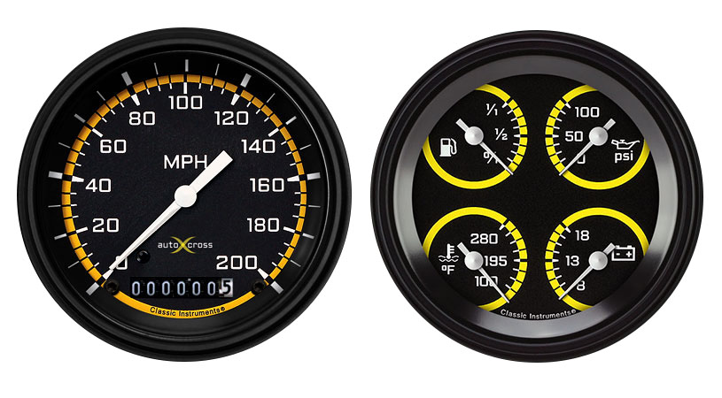 Auto Cross Gul 3 3/8" Hastighetsmätare & Quad - Kvarnberg Products