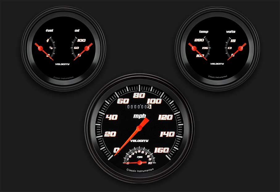 Velocity Black 4 5/8" Speedtachular Speedo/Tach & Duals - Kvarnberg ...